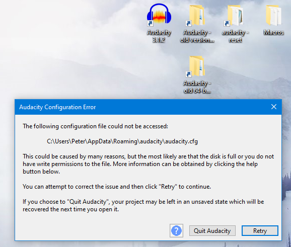 Moonphase: false error dialog re inaccessible configuration file · Issue #2158 · audacity ...