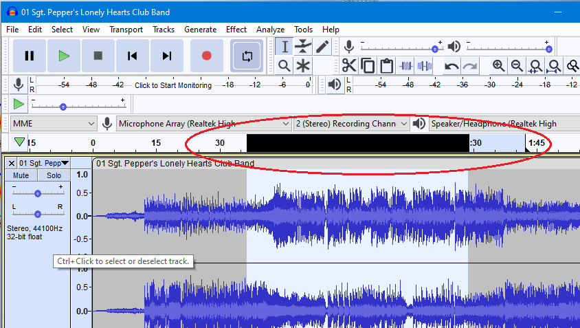 Selected region is not shown on Timeline · Issue #2067 · audacity/audacity · GitHub