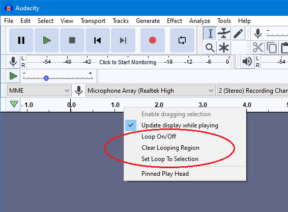 Menu inconsistencies for "Loop" versus "Looping Region" · Issue #2287 ...