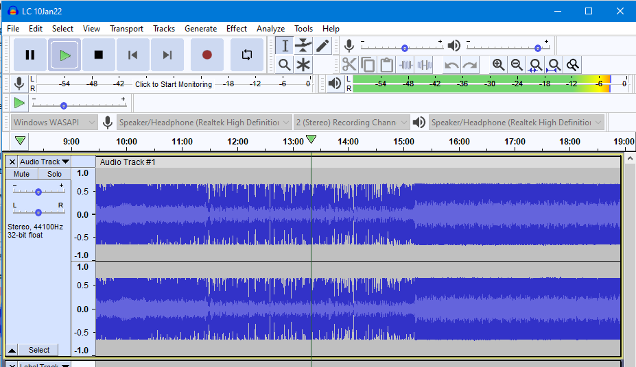 Graphic indicator of optimum recording level on the waveform display ...