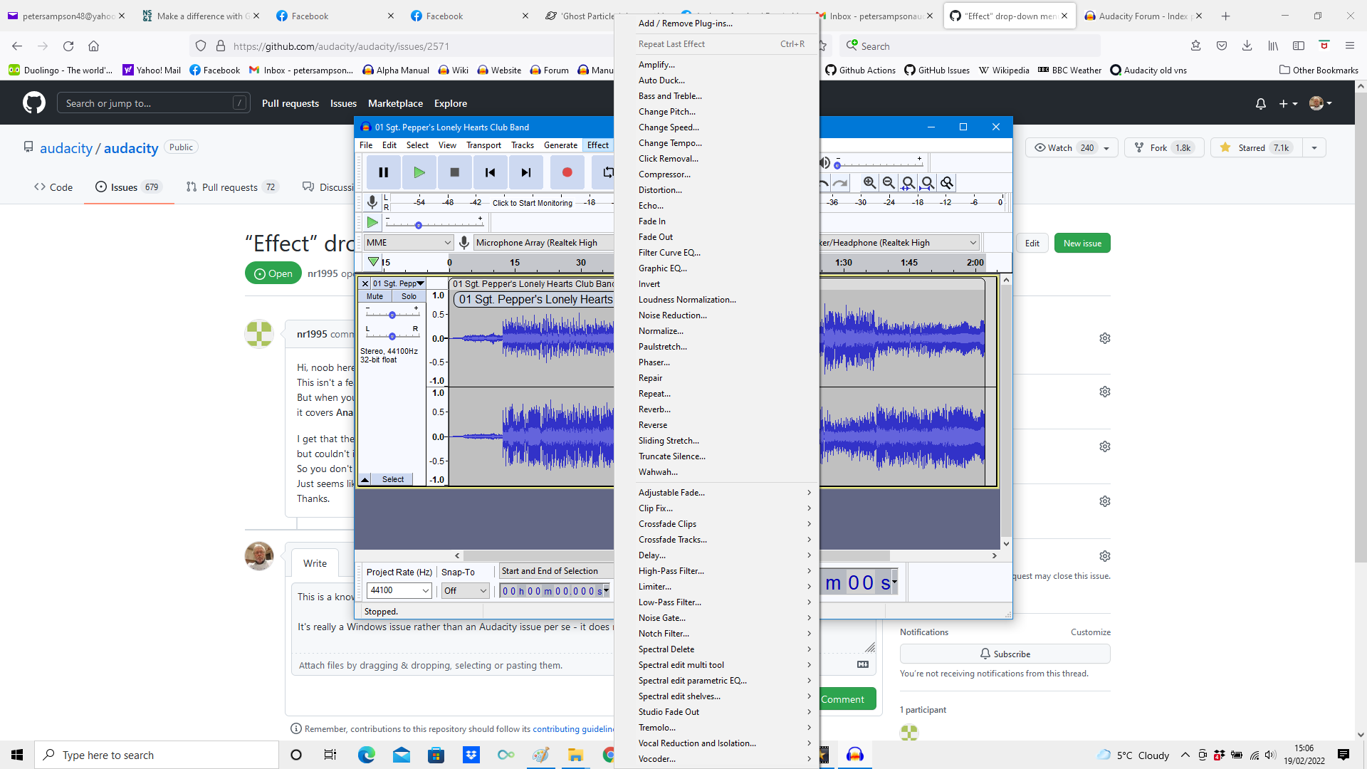 “Effect” drop-down menu covers the rest · Issue #2571 · audacity ...