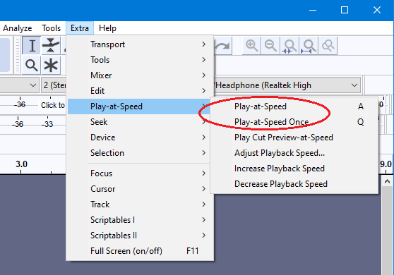 "Play-at-speed Once" (shortcut & command) ignores setting in PAS ...