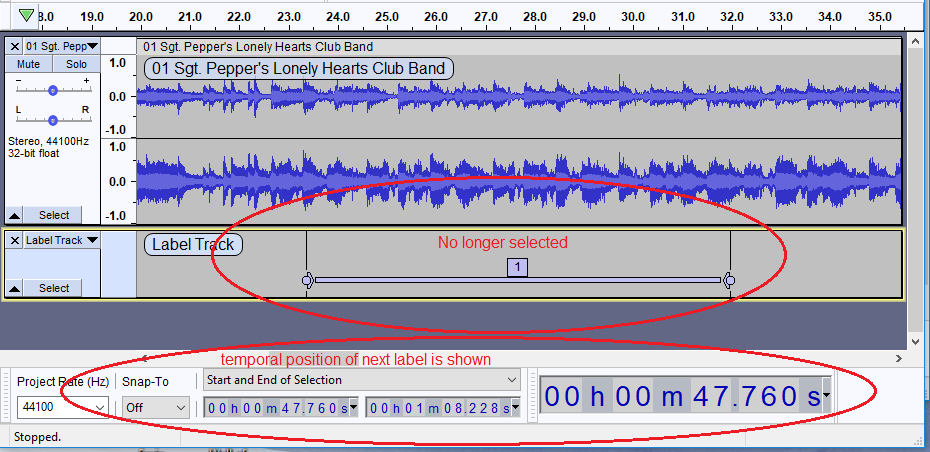 Tabbing to labels in a Label track no longer updates the display to ...