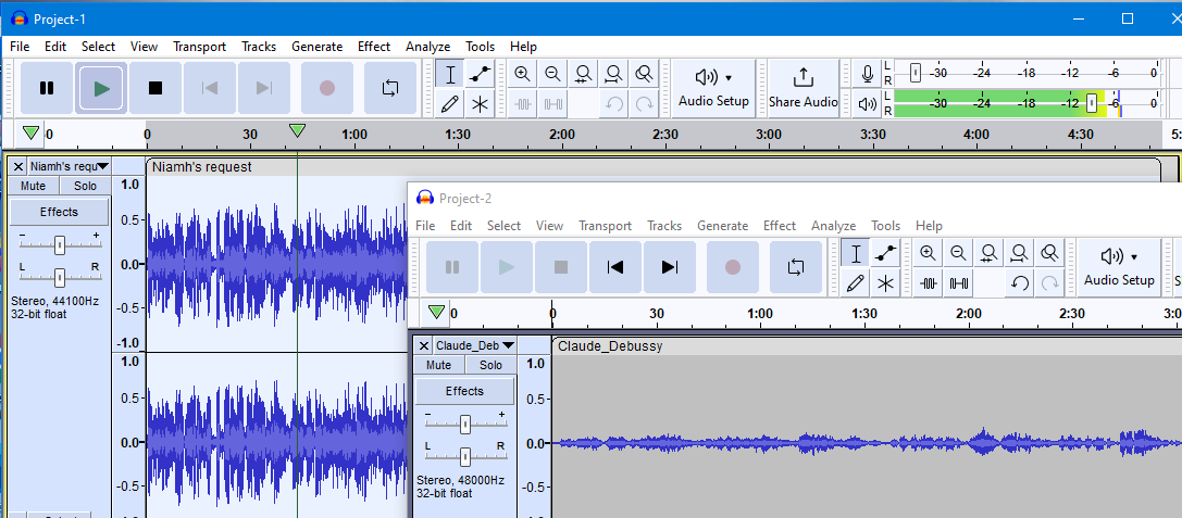 Windows: Hovering over the meters of an unfocussed project window brings that window to the ...