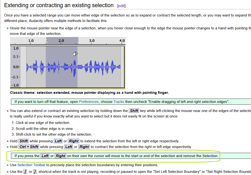 Transport>Cursor to submenu and Keyboard pref lack shortcuts displayed for: Selection Start and ...