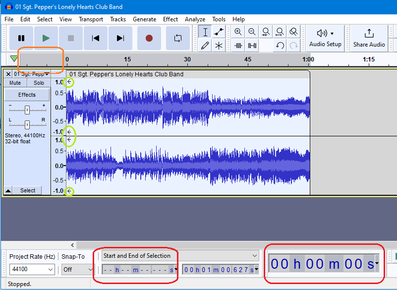 The Selection and Time Toolbars do not show a selection that is in negative time · Issue #4186 ...