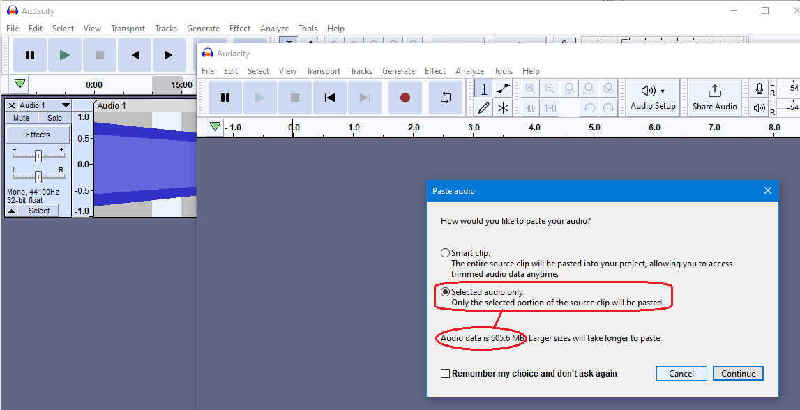 Clip Copy dialog: the "Audio data" figure is misleading · Issue #4344 · audacity/audacity · GitHub