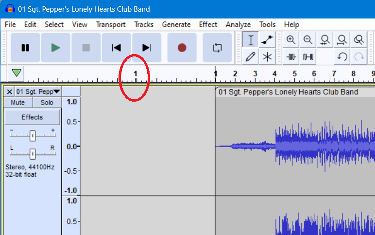 An issue with a stray "1" marker in negative time when using Beats and Bars view in the Timeline ...