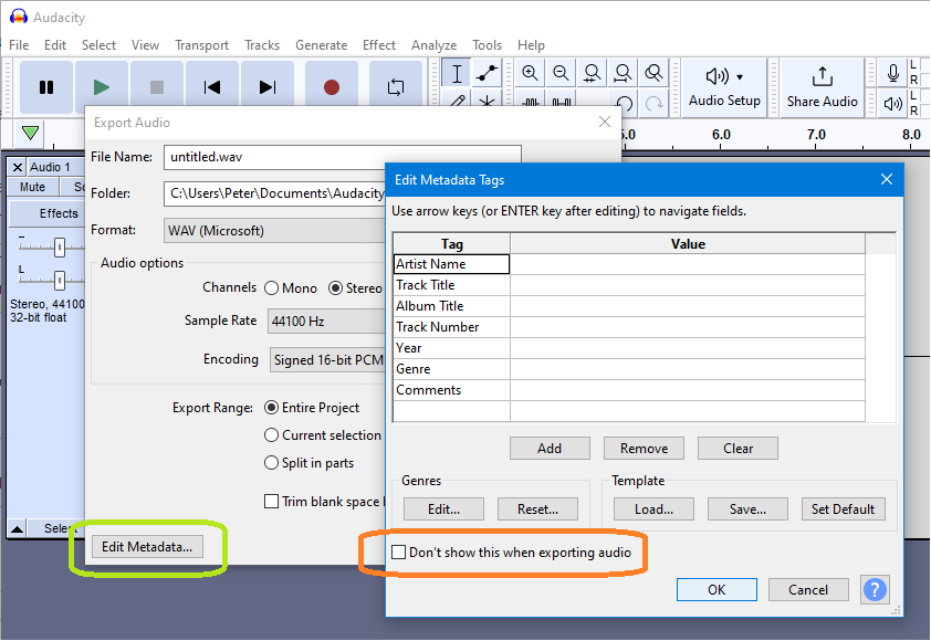 New Export: The Edit Metadata dialog still has a checkbox for "Don't show this when exporting ...