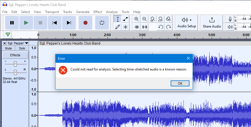Plot Spectrum fails on a stretched clip · Issue #5119 · audacity/audacity · GitHub
