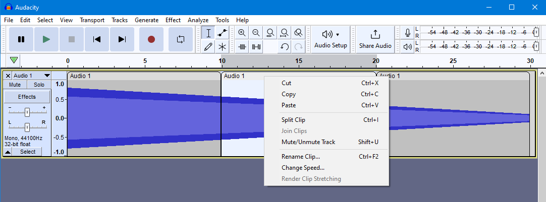 Right-clicking in the Clip-handle not only invokes the clip context menu it also wrongly selects ...