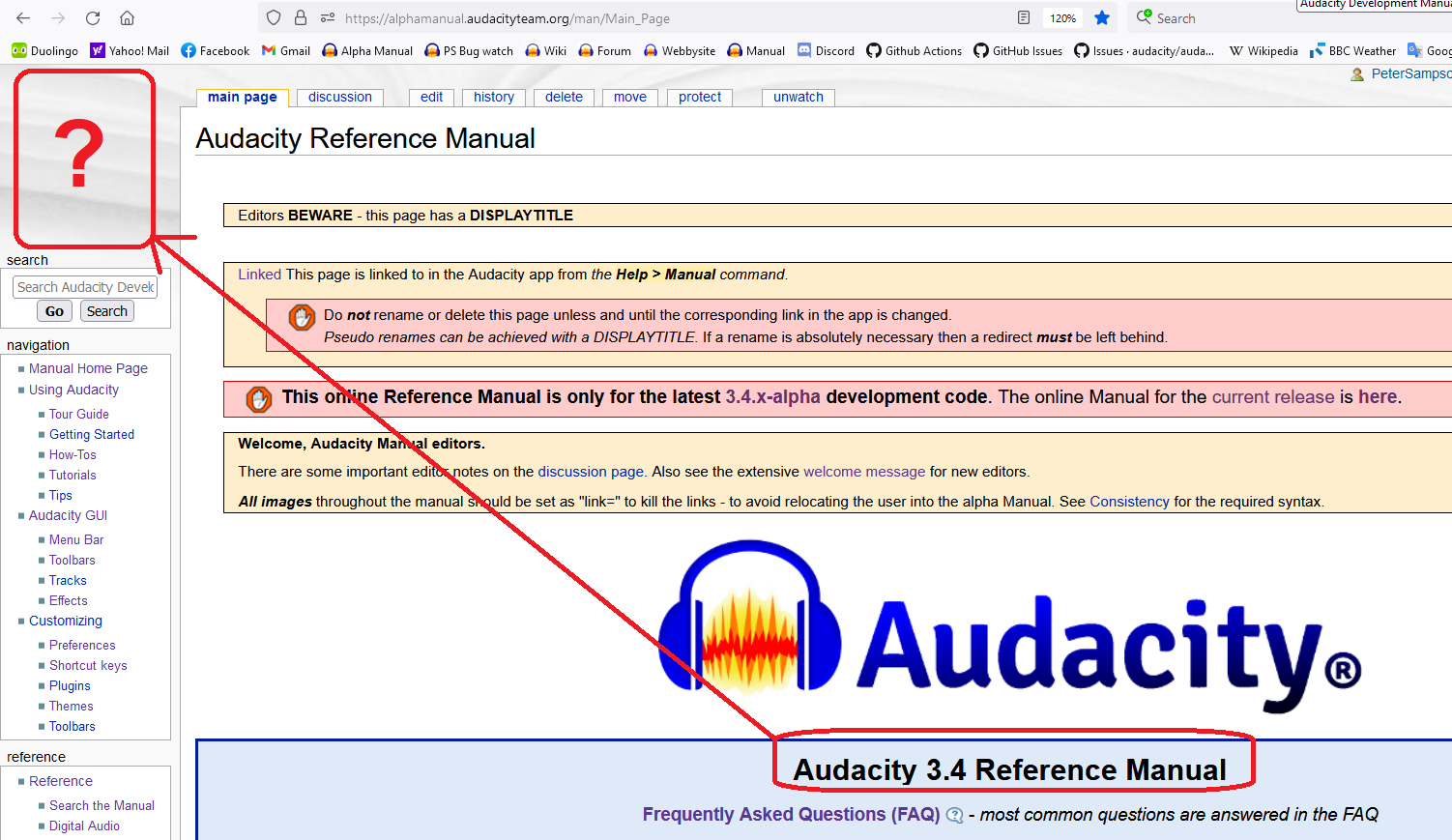 The Audacity logo is missing from the 3.4.0 alpha Manual (soon to be the new released Manual ...