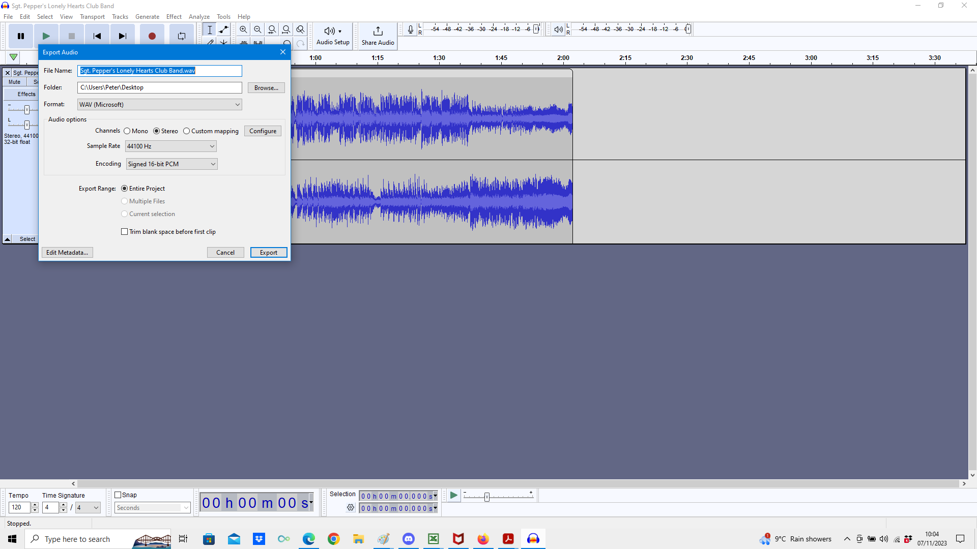 Open the Export Audio dialog in center of screen · Issue #5515 · audacity/audacity · GitHub