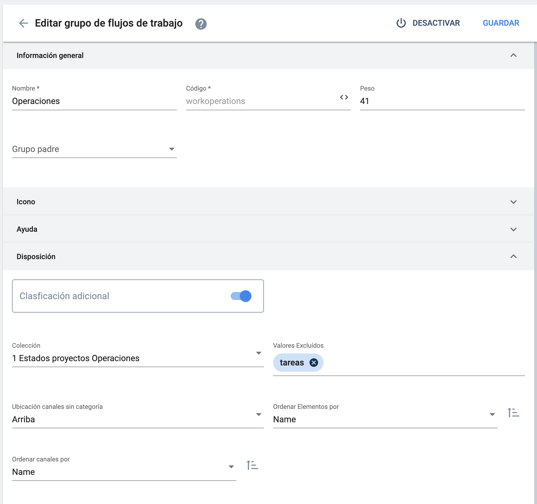 Bug report: Cambio en configuración de grupo no se ve reflejado en el admin pero si en la BD ...