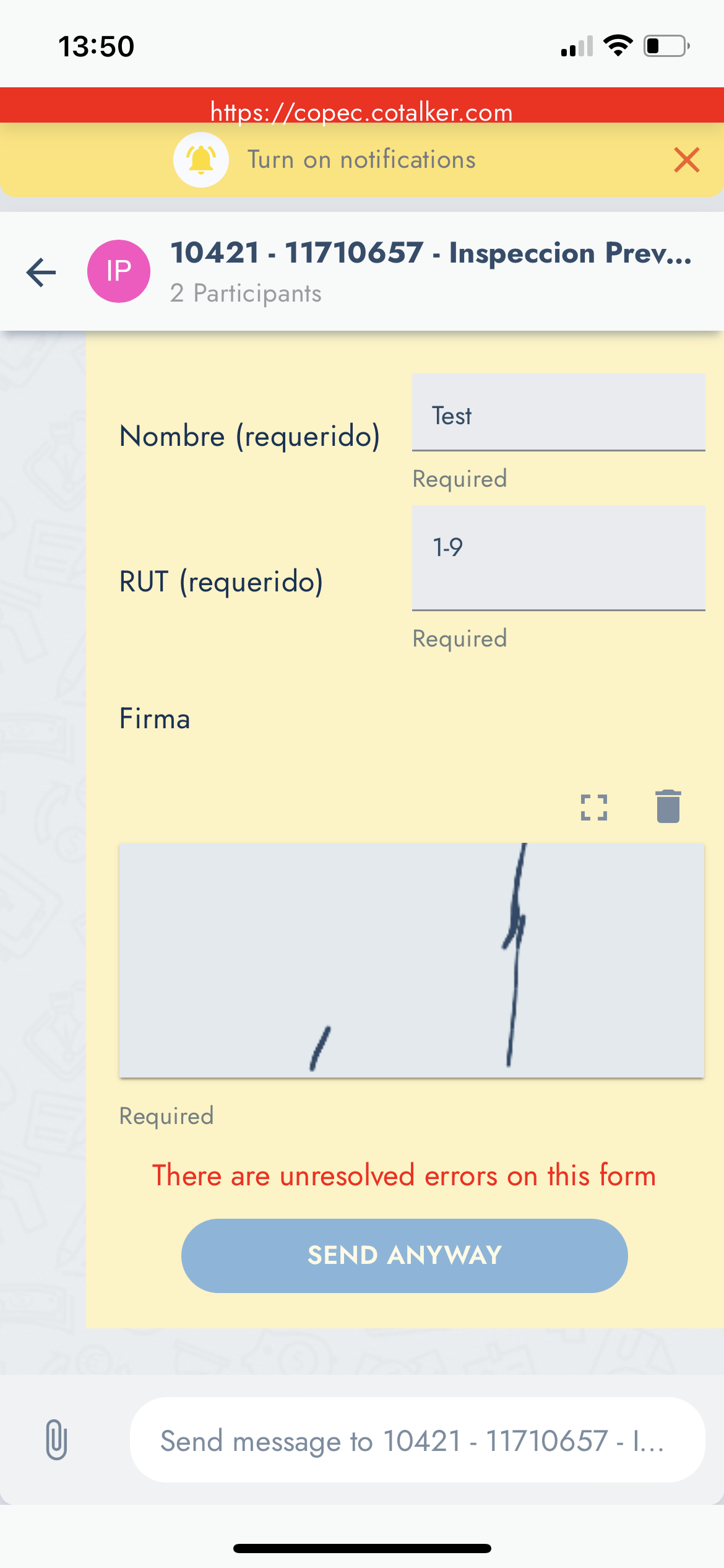 Bug report: Fallan validaciones en formulario · Issue #1249 · Cotalker/documentation · GitHub