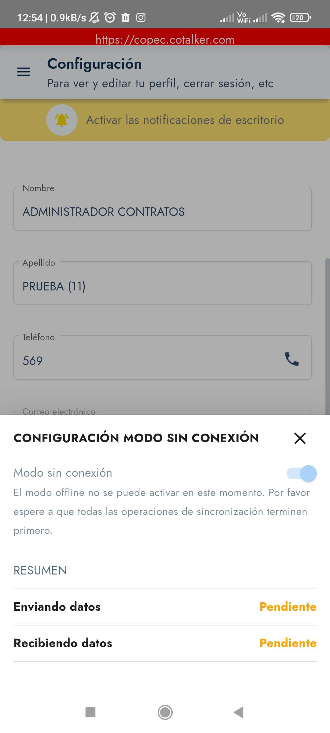 Bug report: No es posible activar modo online · Issue #1625 · Cotalker/documentation · GitHub