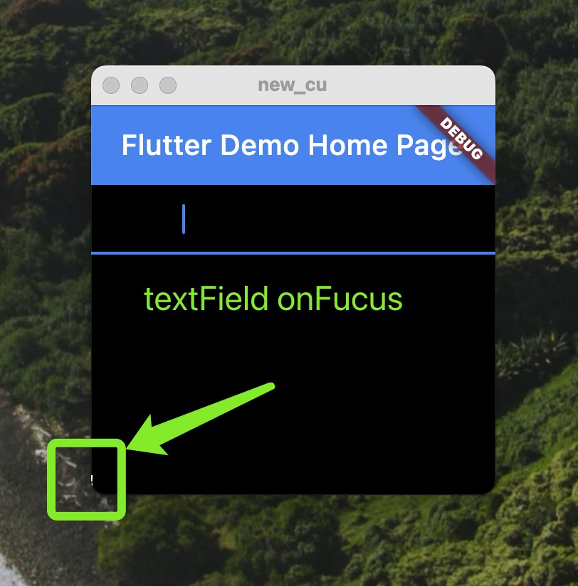 When Textfield Focus An Extra Cursor Appears In The Lower Left Corner Of The Window On Macos