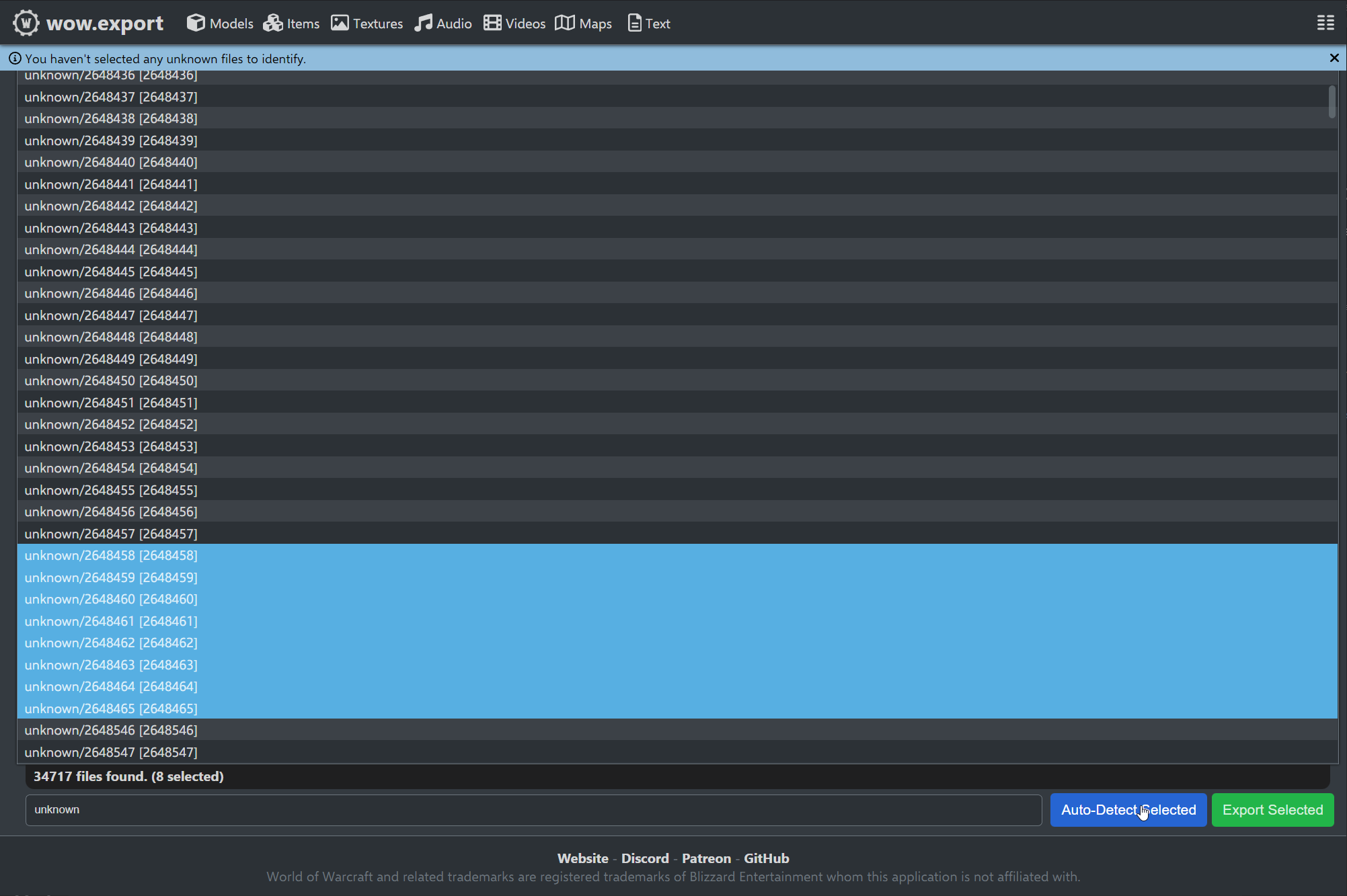 Detecting file types from raw file list is broken · Issue #316 · Kruithne/wow.export · GitHub