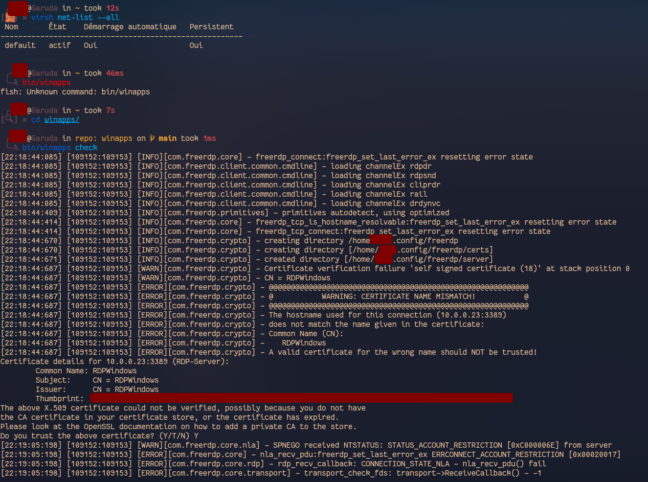 virsh start RDPWindows fails · Issue #213 · Fmstrat/winapps · GitHub