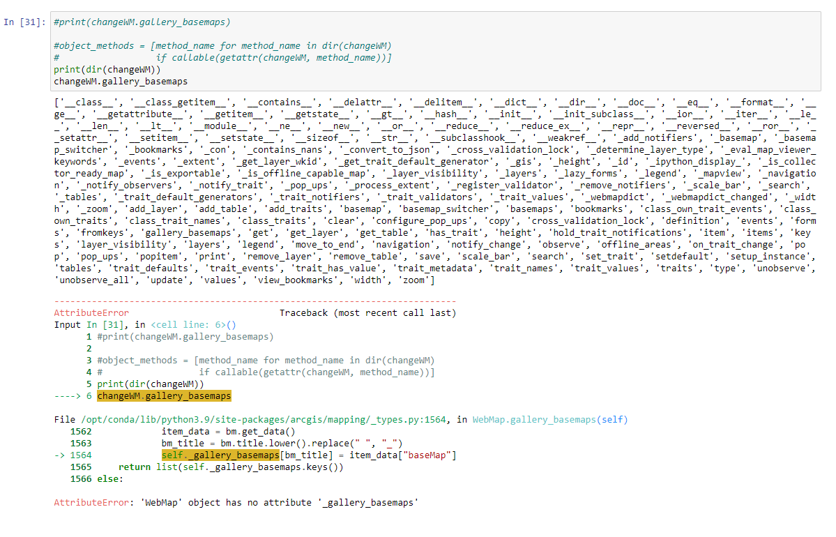 AttributeError: 'WebMap' object has no attribute '_gallery_basemaps' · Issue #1492 · Esri/arcgis ...