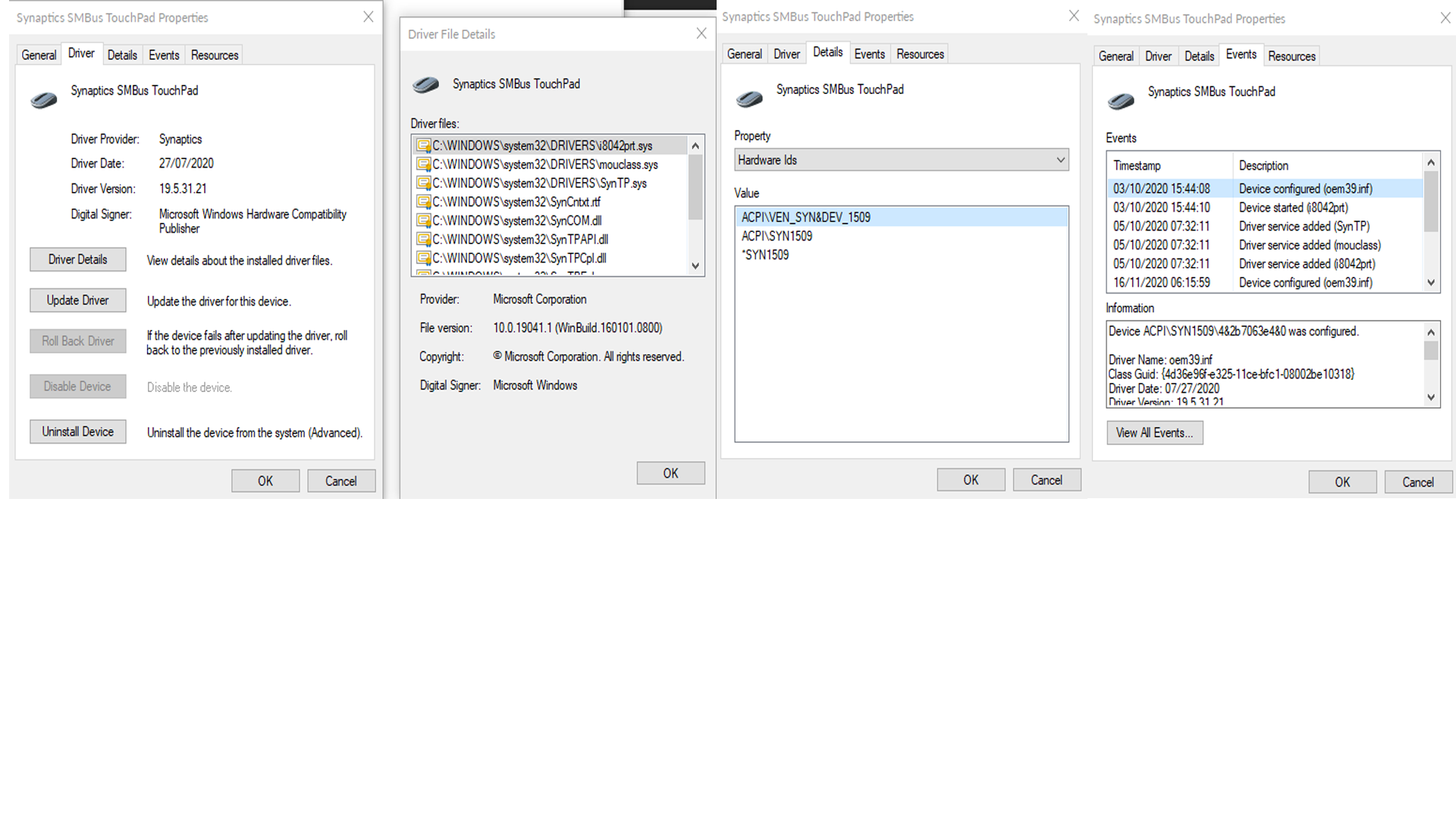 Synaptic SMBus TouchPad movement not responsive · Issue #1304 · acidanthera/bugtracker · GitHub