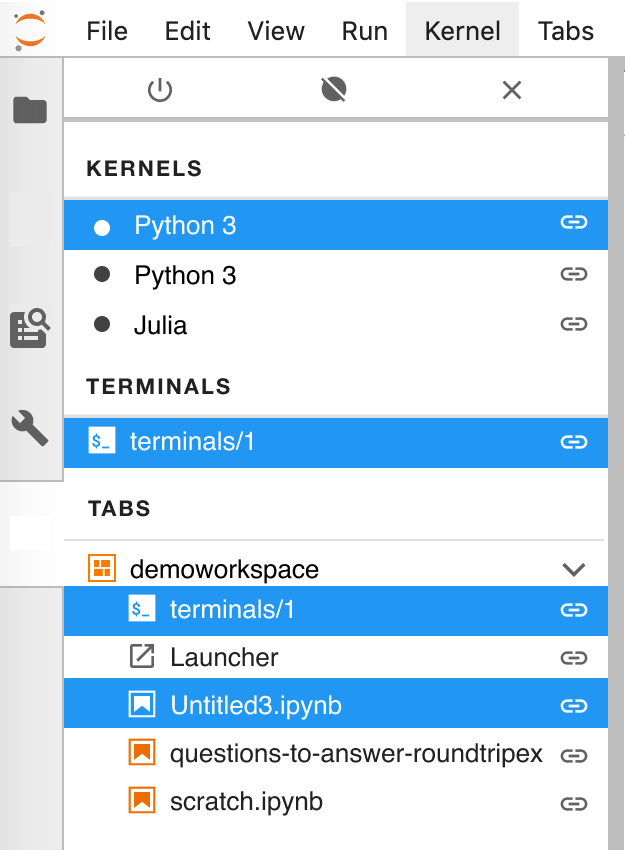 Combine Running and Tabs left panels · Issue #8650 · jupyterlab/jupyterlab · GitHub