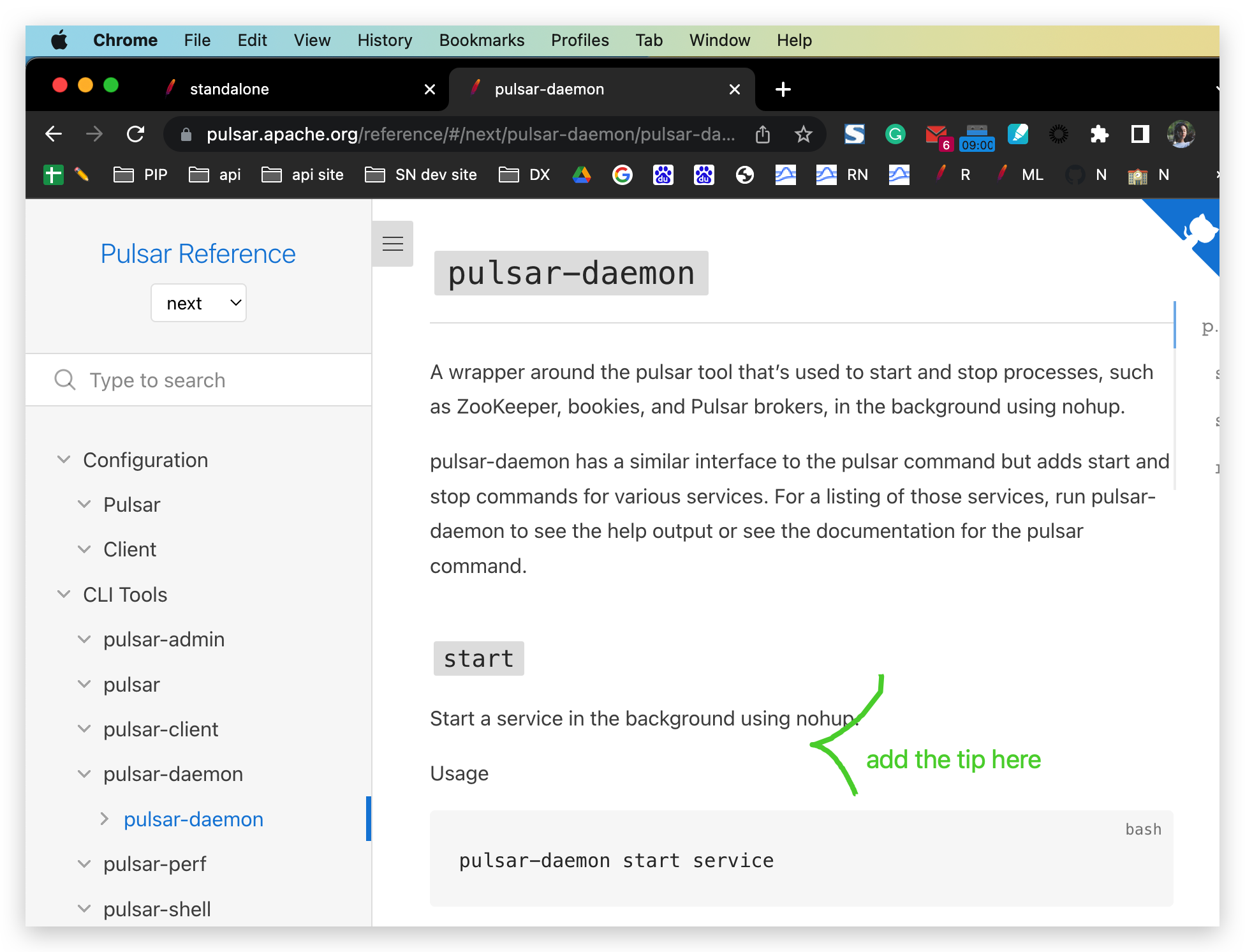 [improve][doc] flags (parameters) of `pulsar-daemon start` are missing in docs · Issue #19512 ...
