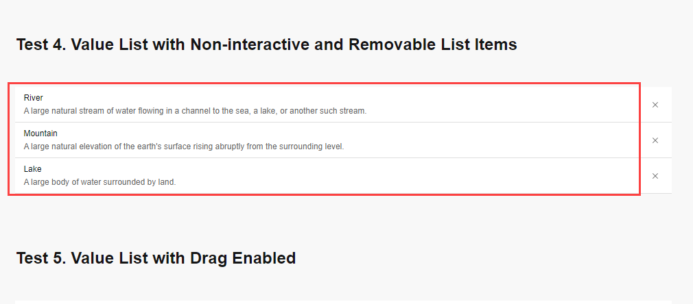 Value List Item nonInteractive prop - Ensure all active elements receive keyboard focus or can ...