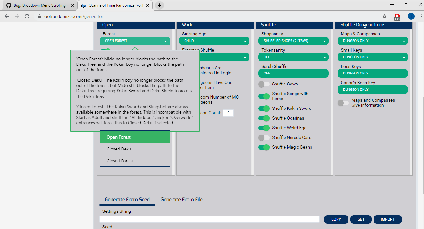 Dropdown Menu Scrolling · Issue #975 · OoTRandomizer/OoT-Randomizer · GitHub