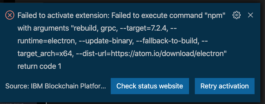 Failed To Activate Extension In Vscode For Ibm Blockchain Platform 1 0 28 · Issue 2359 · Ibm