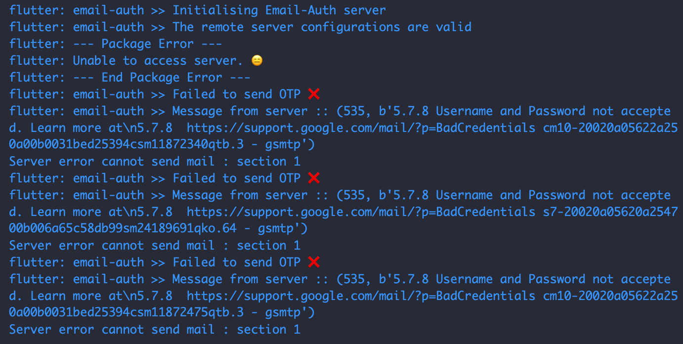 Package Error Unable to access server. 😑 · Issue #56 · saran-surya/email_auth_node · GitHub