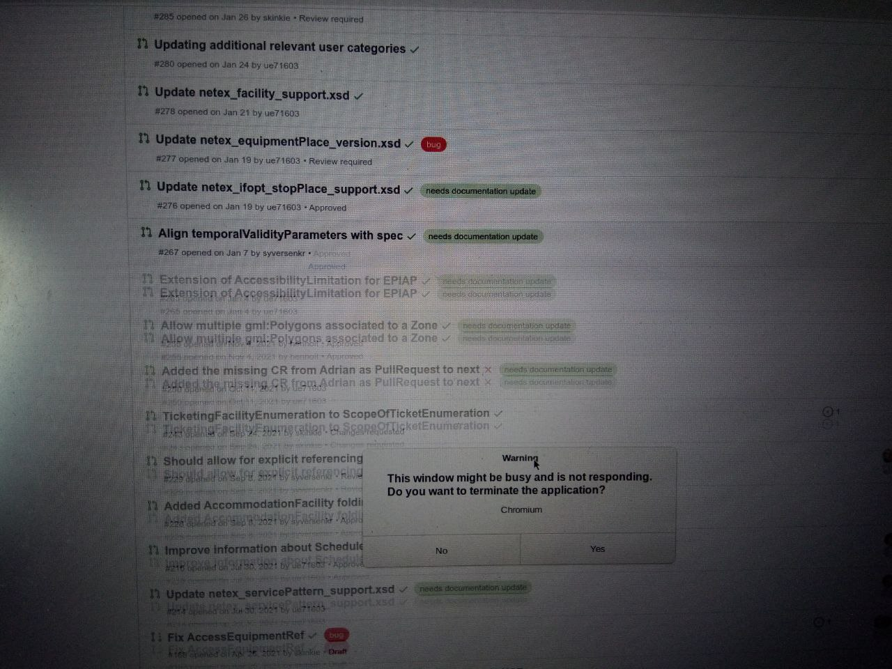 Crashing browser on pull request list. · community · Discussion #13875 · GitHub