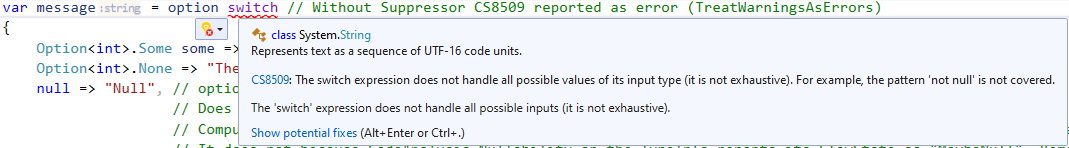 Red squiggly line in VS when diagnostic is suppressed · Issue #57041 · dotnet/roslyn · GitHub