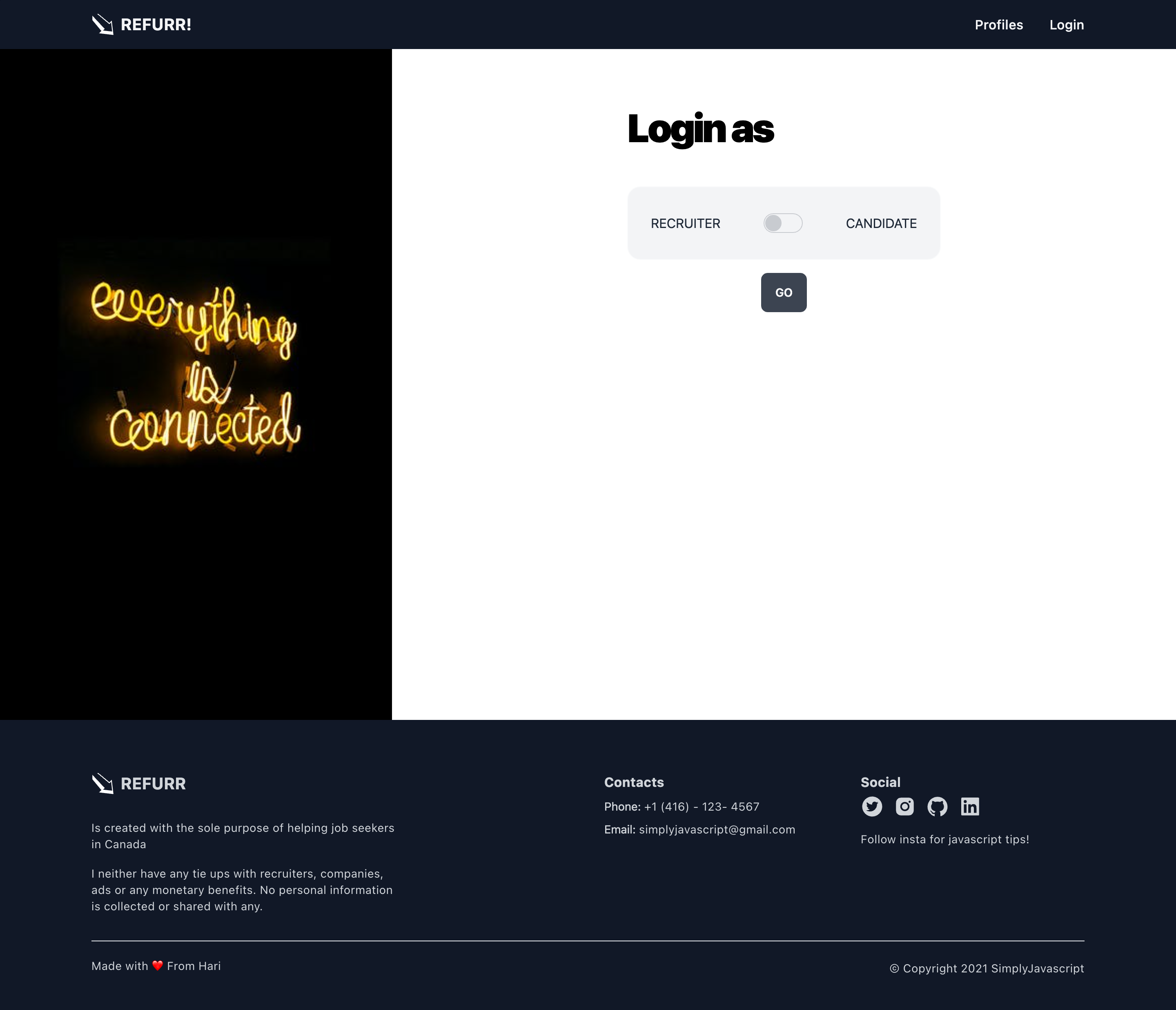 GitHub - harikrishkk/linkedin-referrer: An application built with react, tailwind and harperdb ...