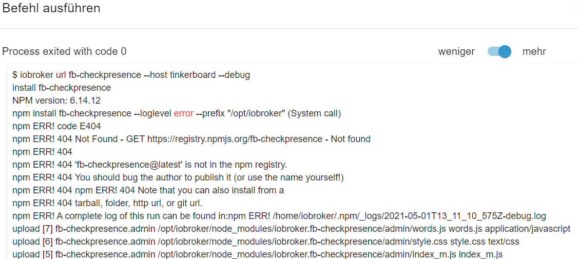 Installation "von GITHUB" is different to "Beliebig" with errors ...