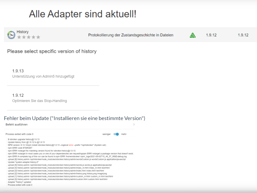 Adapter update not shown but under "Install a specific version" · Issue #807 · ioBroker/ioBroker ...
