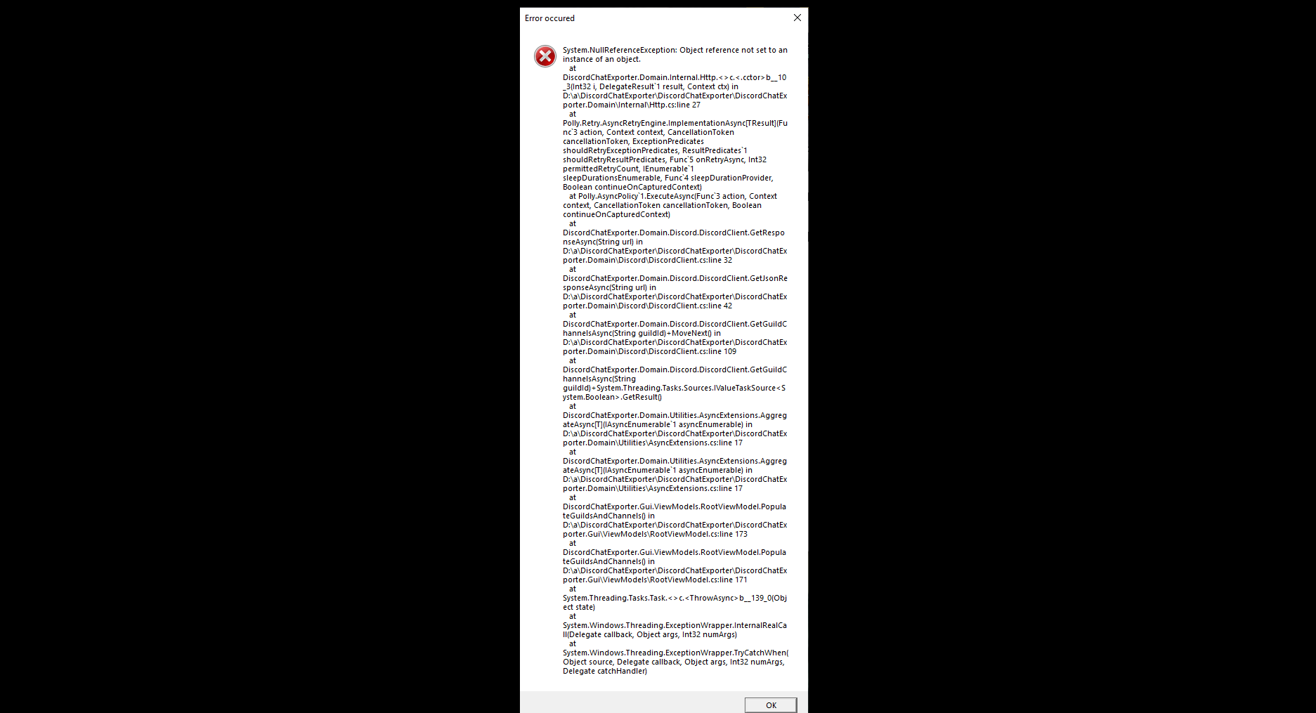 System.NullReferenceException: Object reference not set to an instance ...