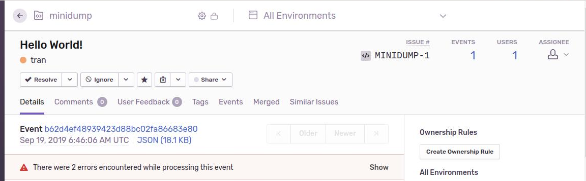 Crash report is not sending to sentry server · Issue #46 · getsentry/sentry-native · GitHub
