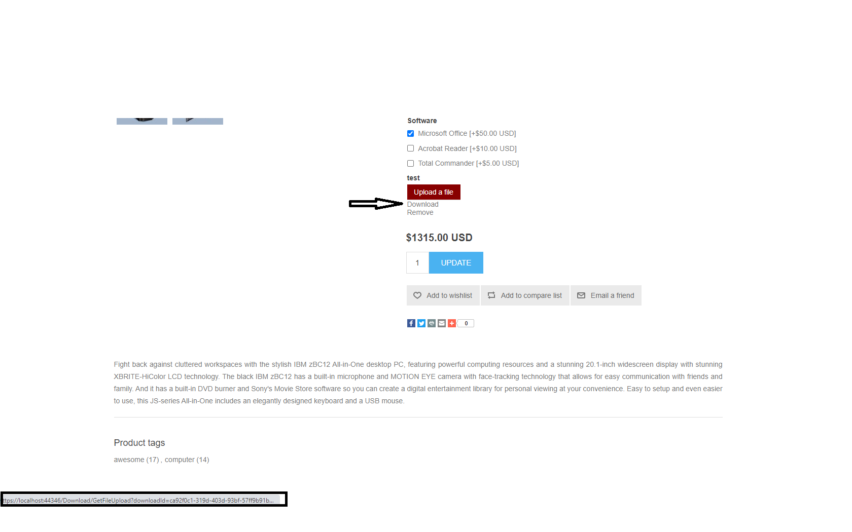 Uploaded file can't download on cart page. · Issue #5460 · nopSolutions/nopCommerce · GitHub