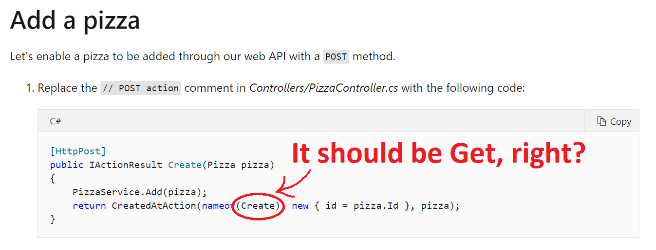 The first argument of CreatedAtAction should be "Get" or "Create"? · Issue #22460 · dotnet ...