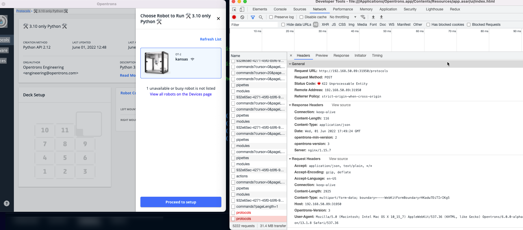 6.0 Feedback: Upload a protocol that will parse on the app but will not ...