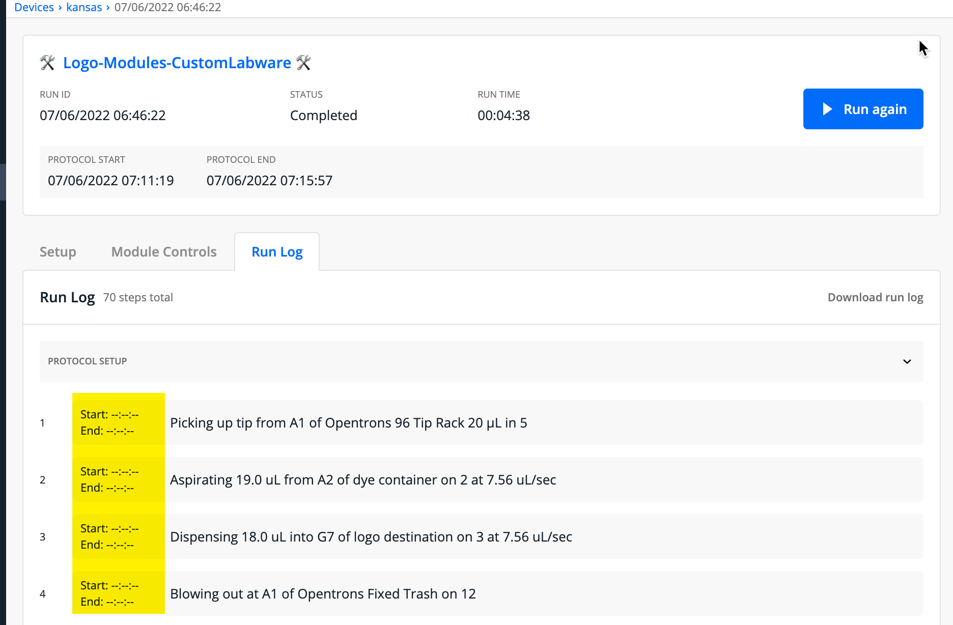 6.0 Feedback: Run Log Issues · Issue #11047 · Opentrons/opentrons · GitHub