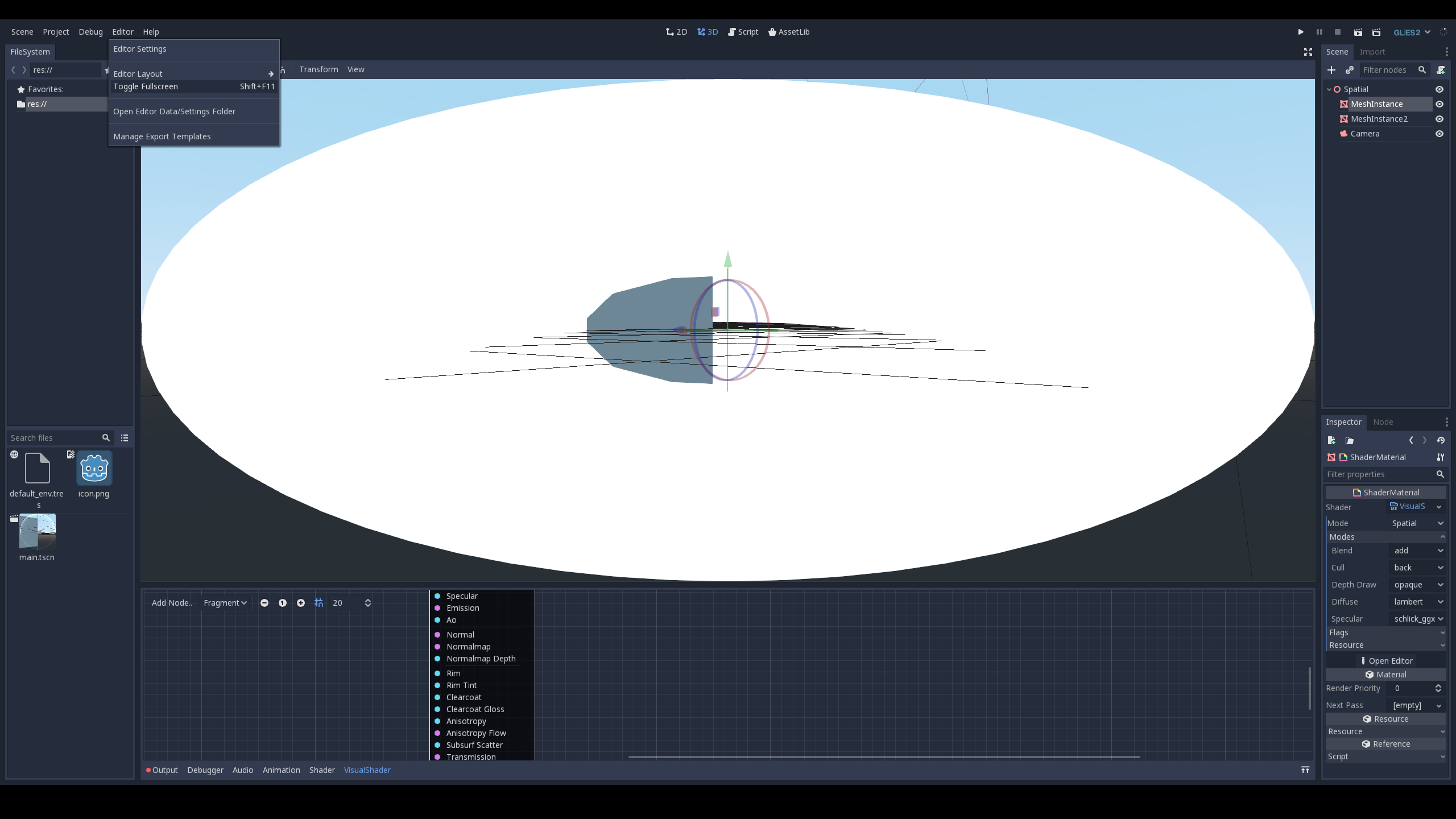 GLES2 not working for VisualShader · Issue #21651 · godotengine/godot · GitHub