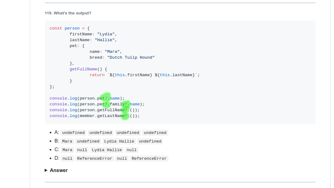 Q119 Strange markers/operands · Issue #278 · lydiahallie/javascript-questions · GitHub