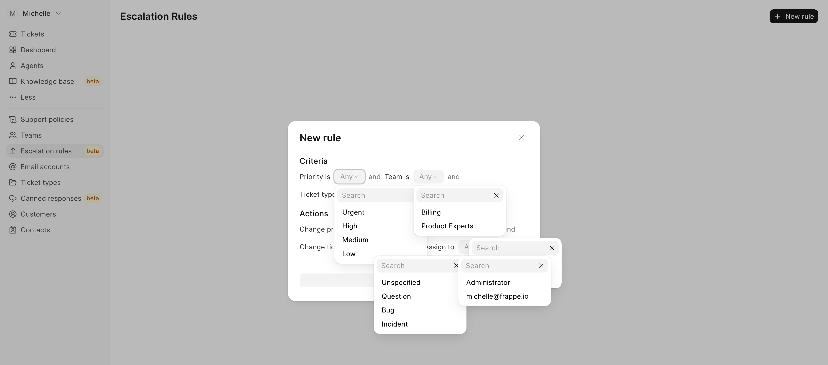Improve dropdown in Escalation rule · Issue #1373 · frappe/helpdesk · GitHub