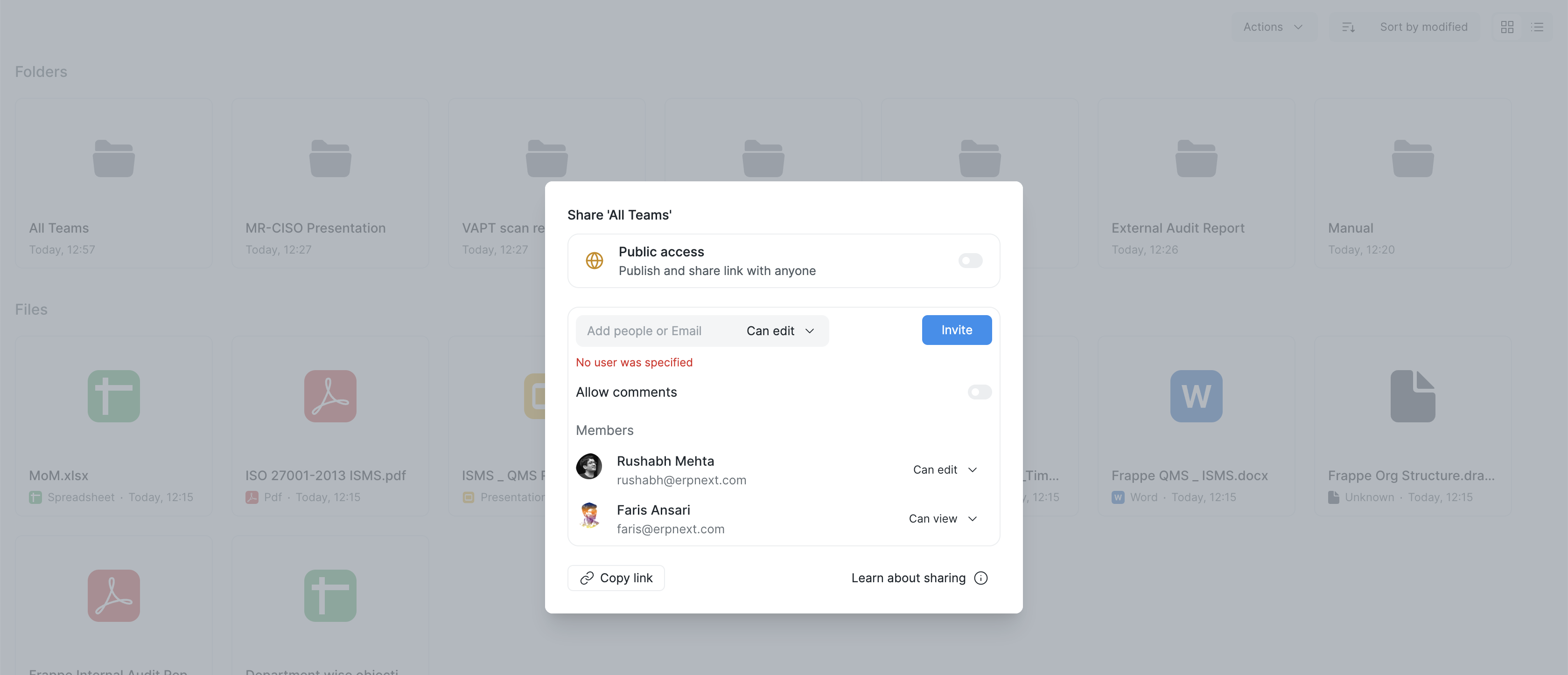 Improve document share experience · Issue #106 · frappe/drive · GitHub