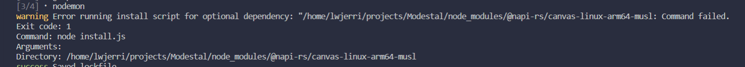 [Error]: Can't install & run project (canvas-linux-arm64-gnu error) · Issue #507 · Brooooooklyn ...