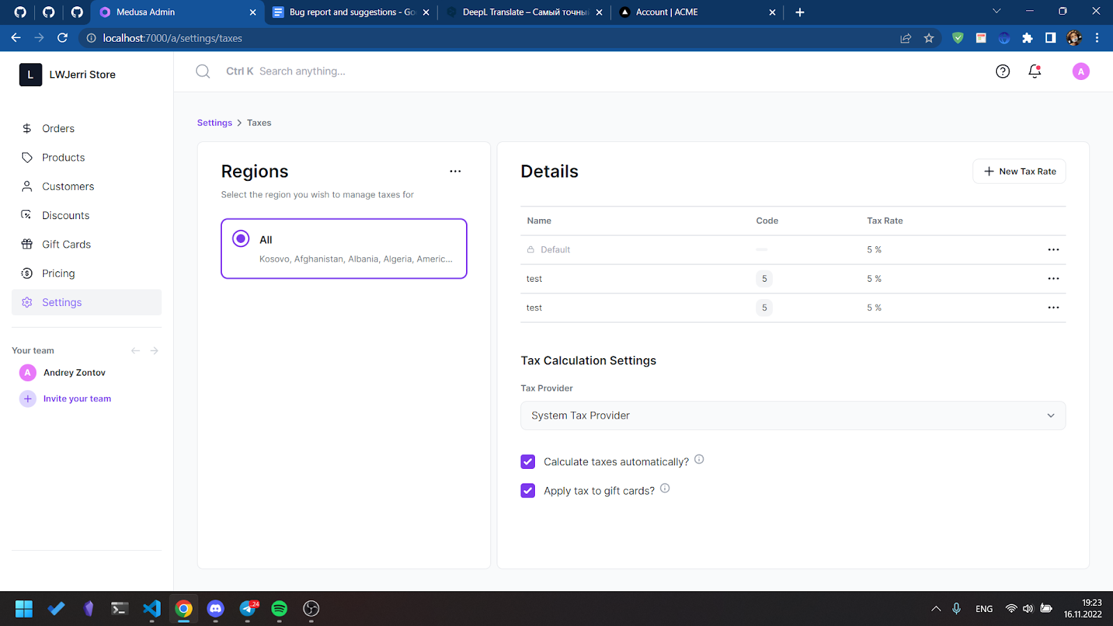 [Bug]: Admin can create identical `Tax rate` in `Taxes`. · Issue #779 · medusajs/admin · GitHub