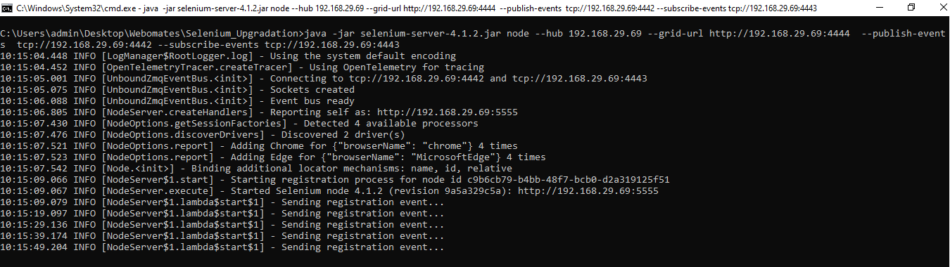[🐛 Bug]: Node not registering on Hub for non Dockerised grid 4 on windows 10 · Issue #10515 ...
