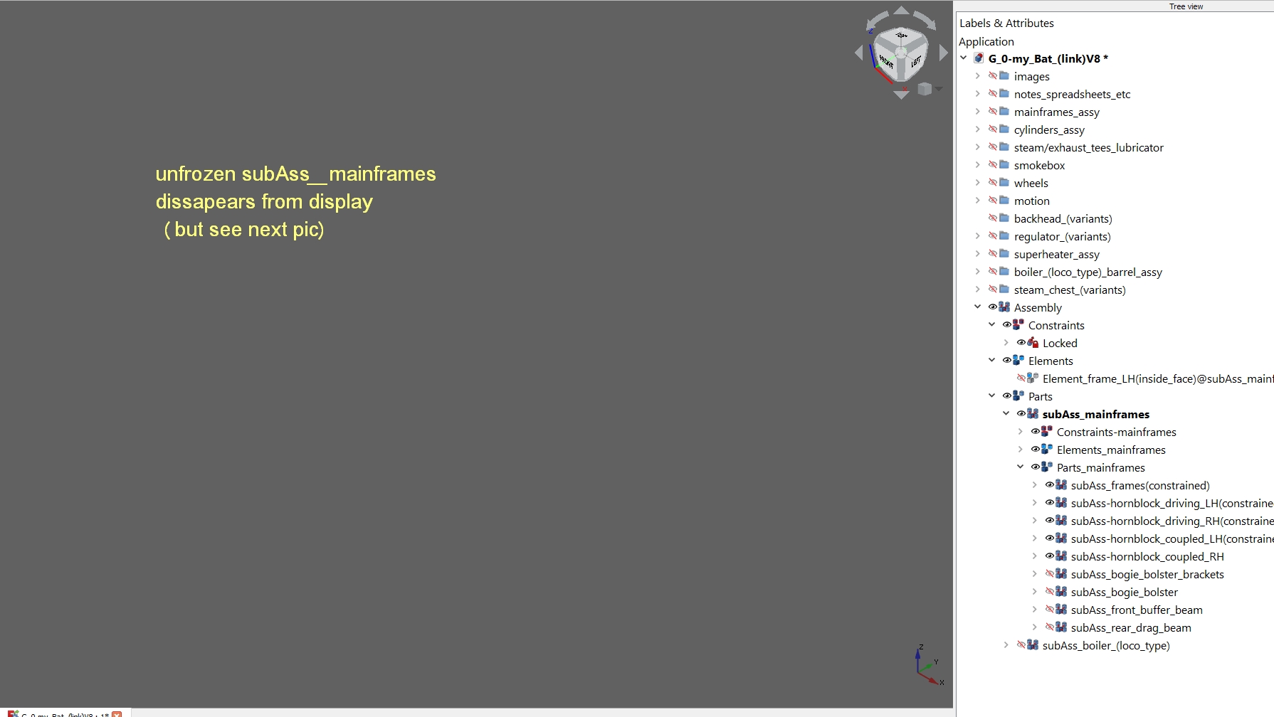 puzzling display issues when assembly frozen · Issue #590 · realthunder/FreeCAD_assembly3 · GitHub